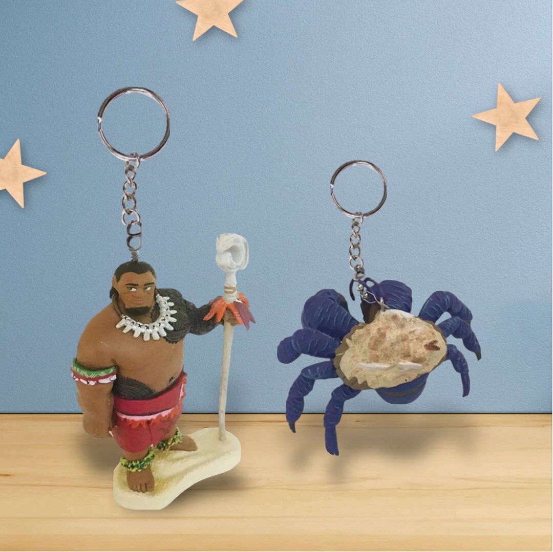 Chief Tui Moana Dad & Tamatoa Crab Key Ring Keychain Ornament Figure ...