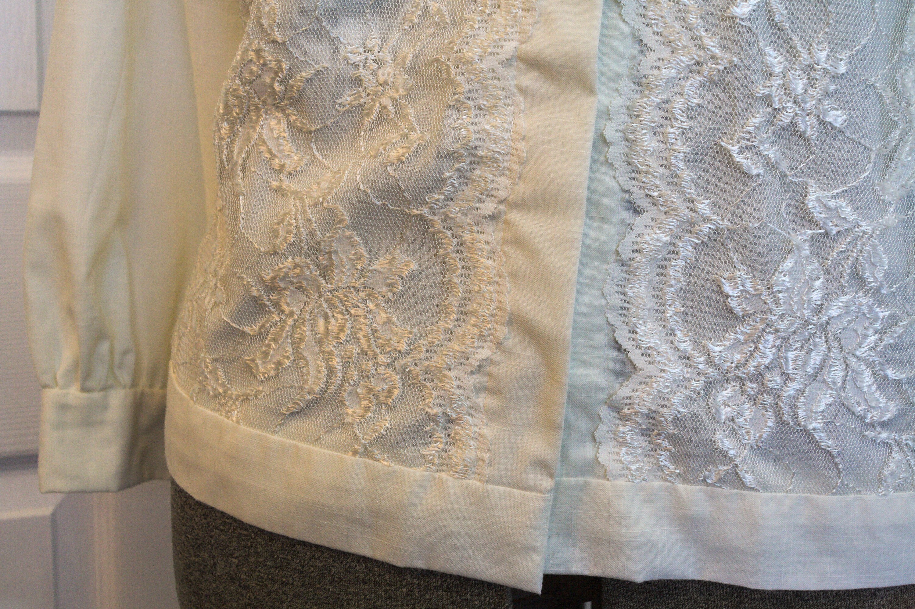 1980s Does 40s Ivory White Handmade Cotton Batiste Long Sleeve Blouse ...