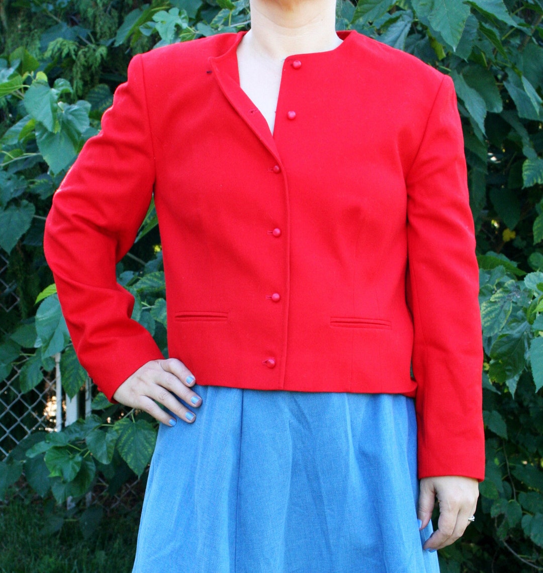 1960s Bright Red Pendleton Wool Cropped Jacket M/L - Etsy