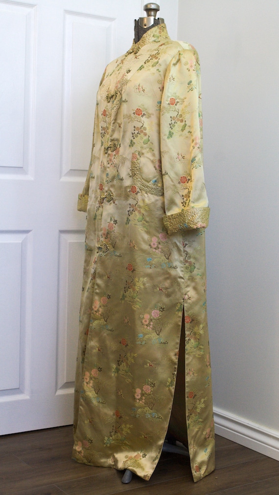 1940s golden brocade silk satin Chinese dressing gown… - Gem