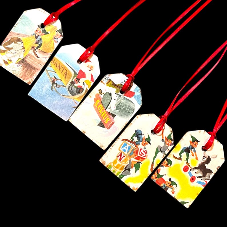 Vintage Storybook Christmas Gift Tags Set - Little Golden Books Upcycle ...