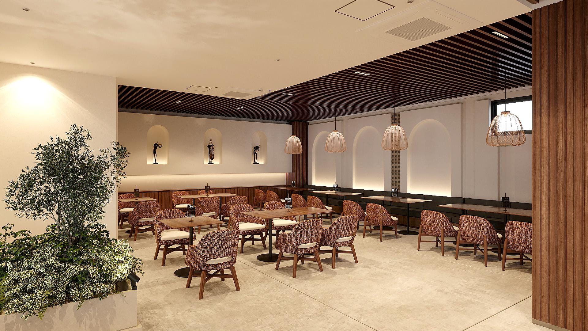 Cafe Restaurant 3D Rendering, Interior Design, Realistic Visualization ...