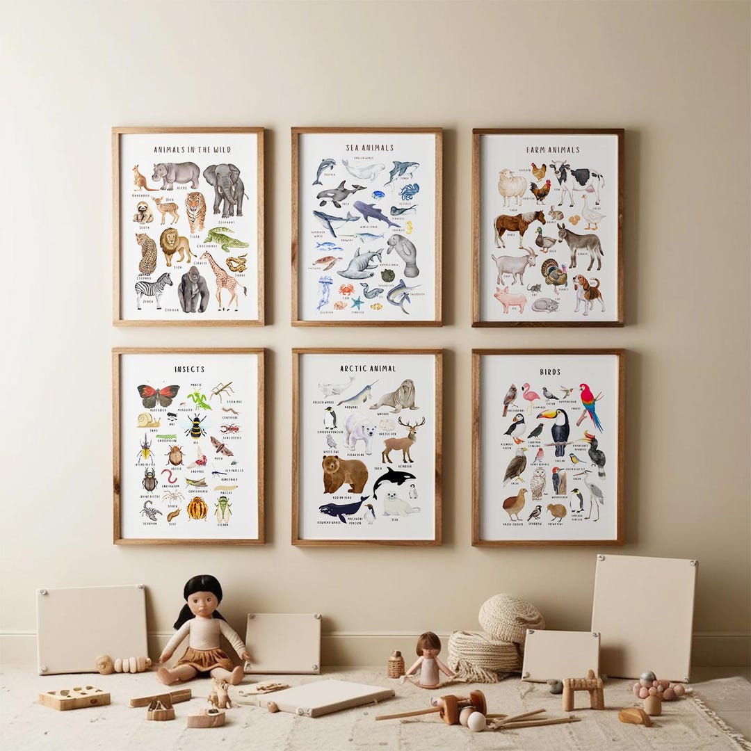 6 Animals Poster, Edu Kids Poster Boho, Animal Classification ...