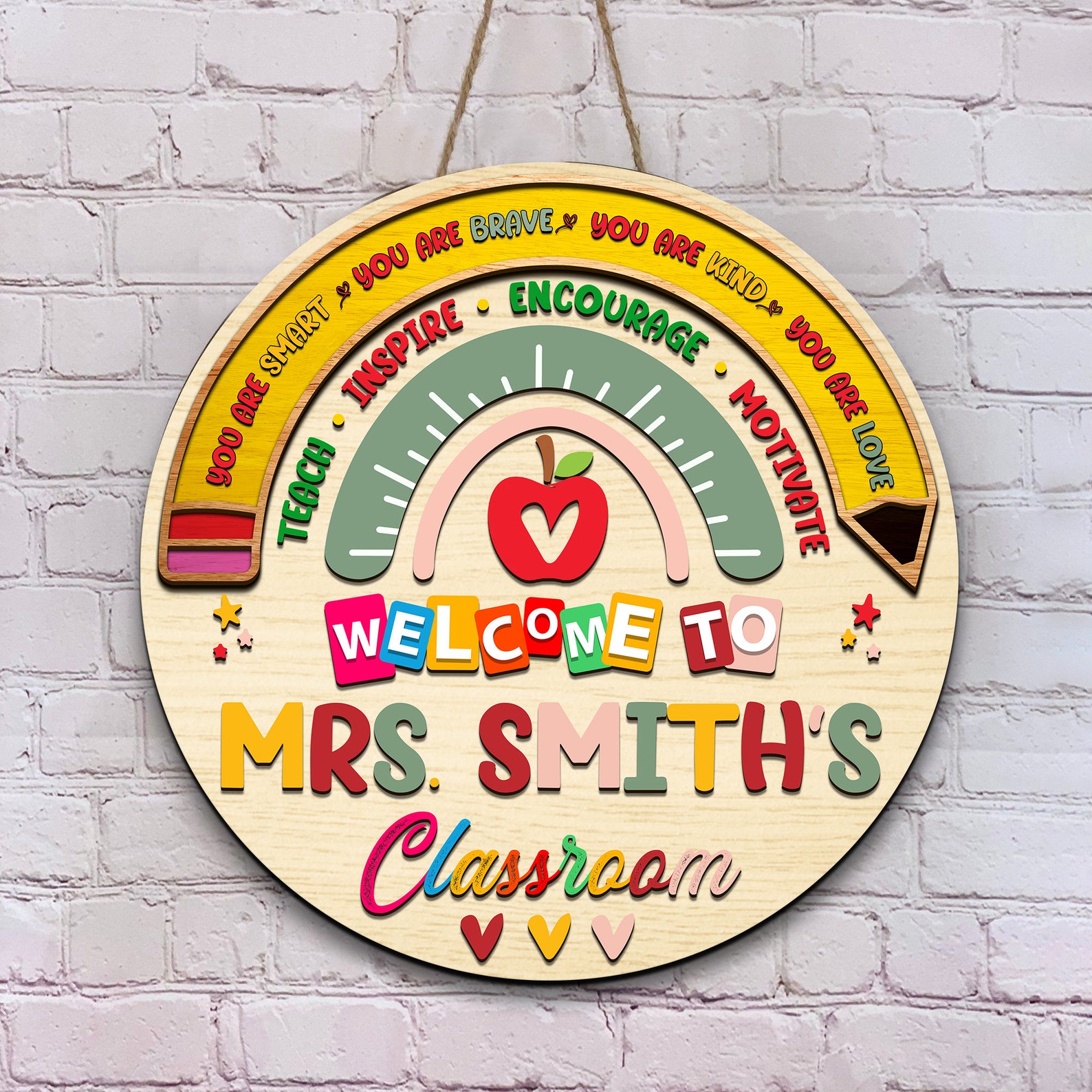 Personalized Teacher Name Sign, Classroom Door Hanger, First Grade ...