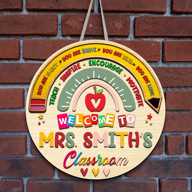 Personalized Teacher Name Sign, Classroom Door Hanger, First Grade ...