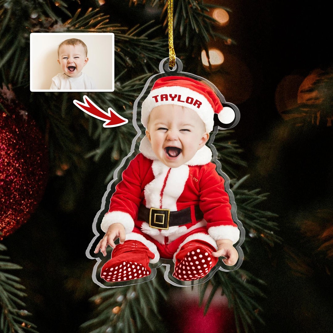 Adorable Newborn Baby Santa Personalized Babys Photo First Christmas ...
