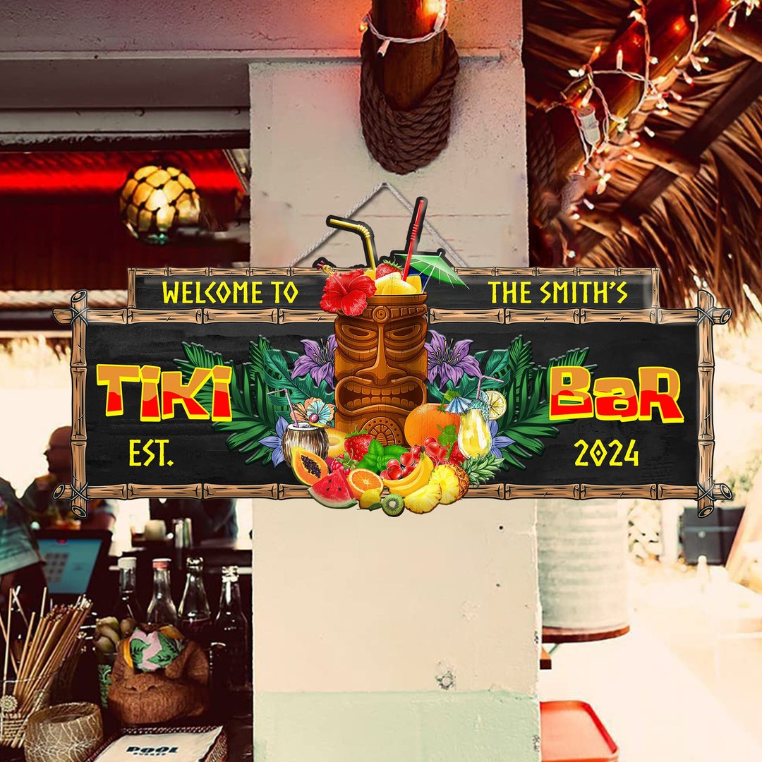 Personalized Tiki Bar Sign, Tiki Lounge Sign, Tiki Decorations, Bar ...