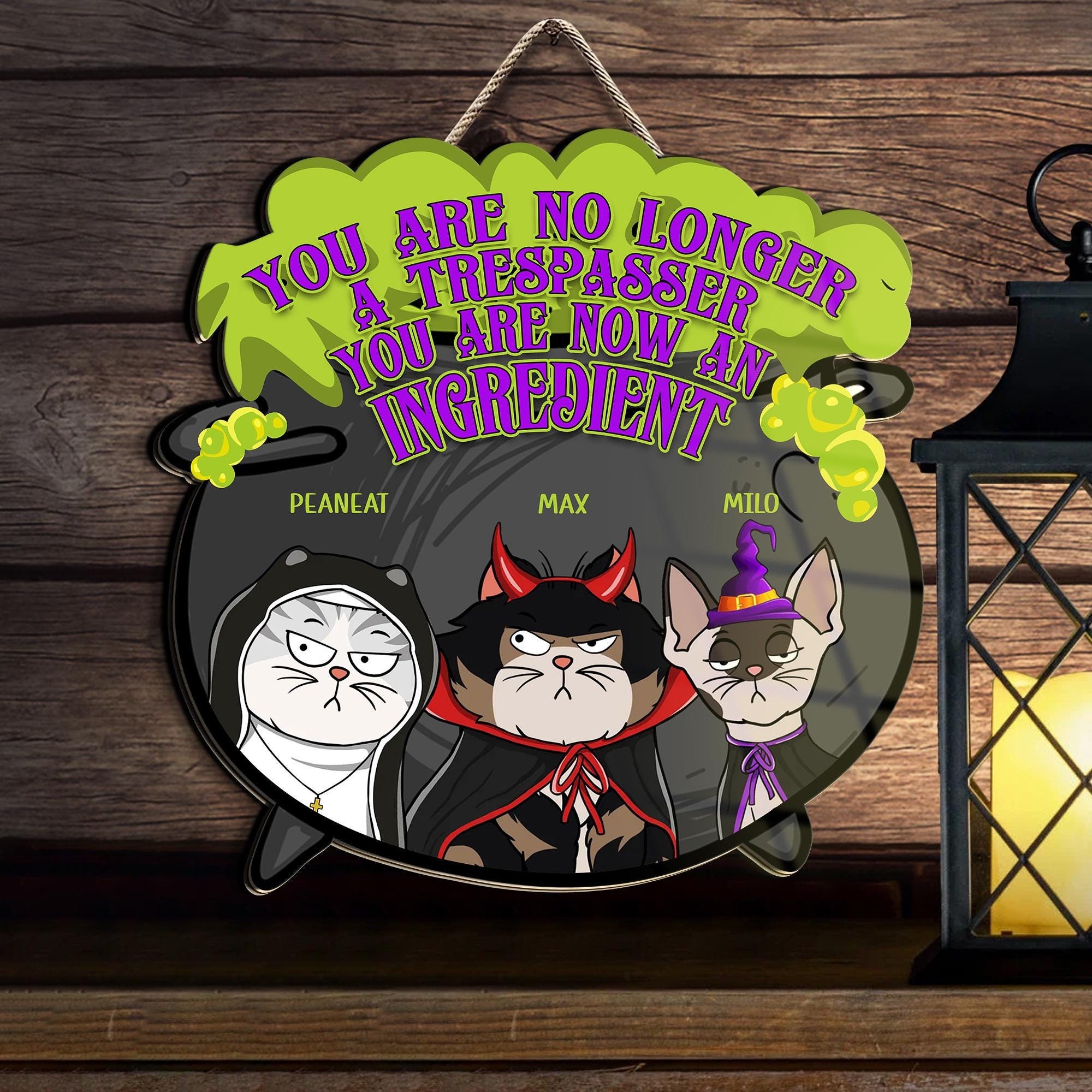 Personalized Peeking Cats Door Sign, Custom Cats Door Hanger, Halloween ...