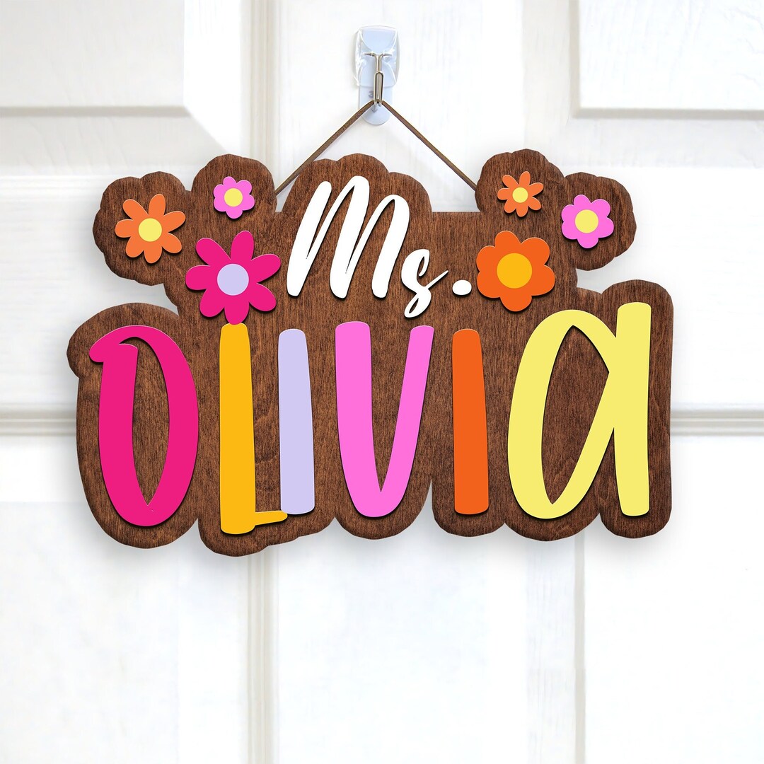 Personalized Teacher Name Sign, Classroom Door Hanger, First Grade ...