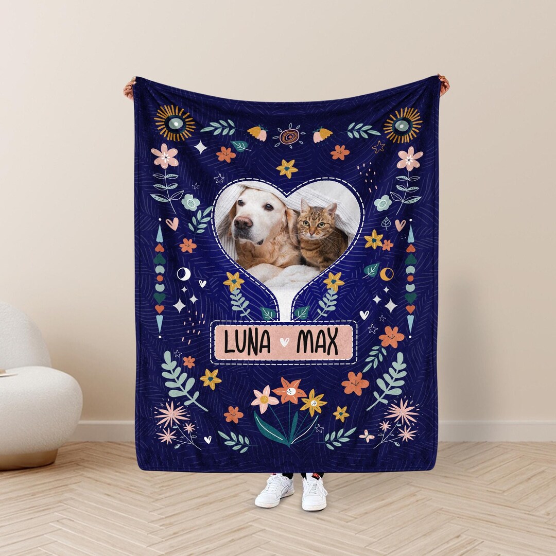 Custom Pet Blanket, Custom Dog Photo Blanket With Name, Custom Dog ...