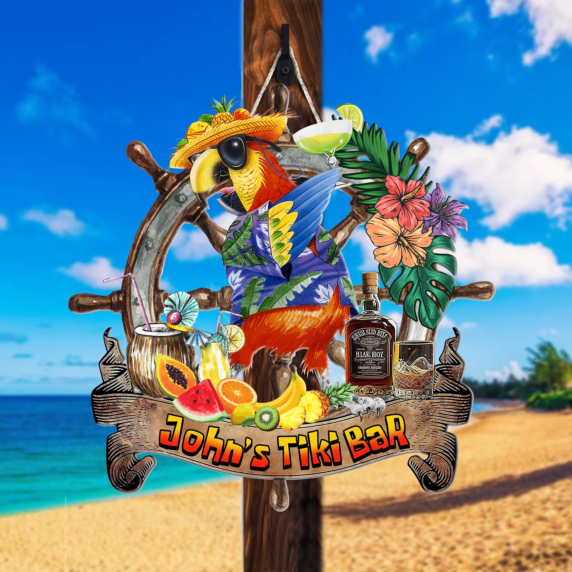 Personalized Tiki Bar Sign, Tiki Lounge Sign, Tiki Decorations, Bar ...