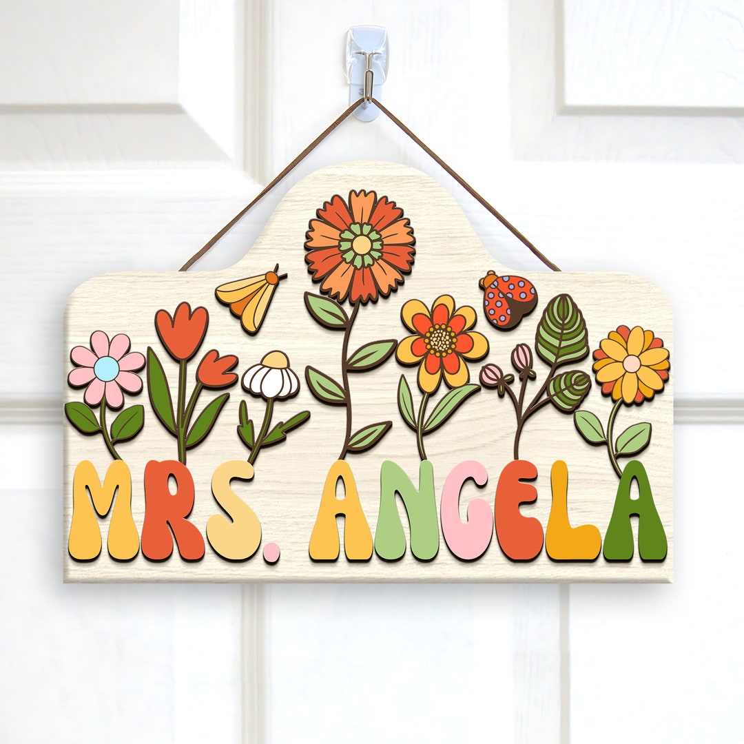 Personalized Teacher Name Sign, Classroom Door Hanger, First Grade ...
