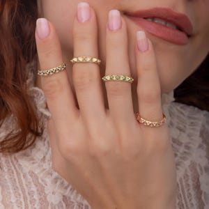 Unique Crown-inspired Stacking Ring | Unique Geometric Gold Band ...