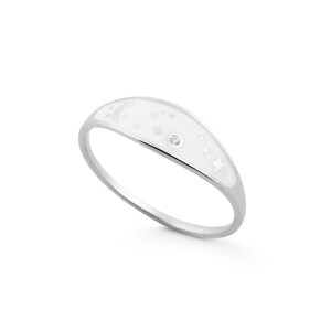 Solid Gold Sky Ring | Gold Celestial Blue Enamel Ring | Starry Night ...