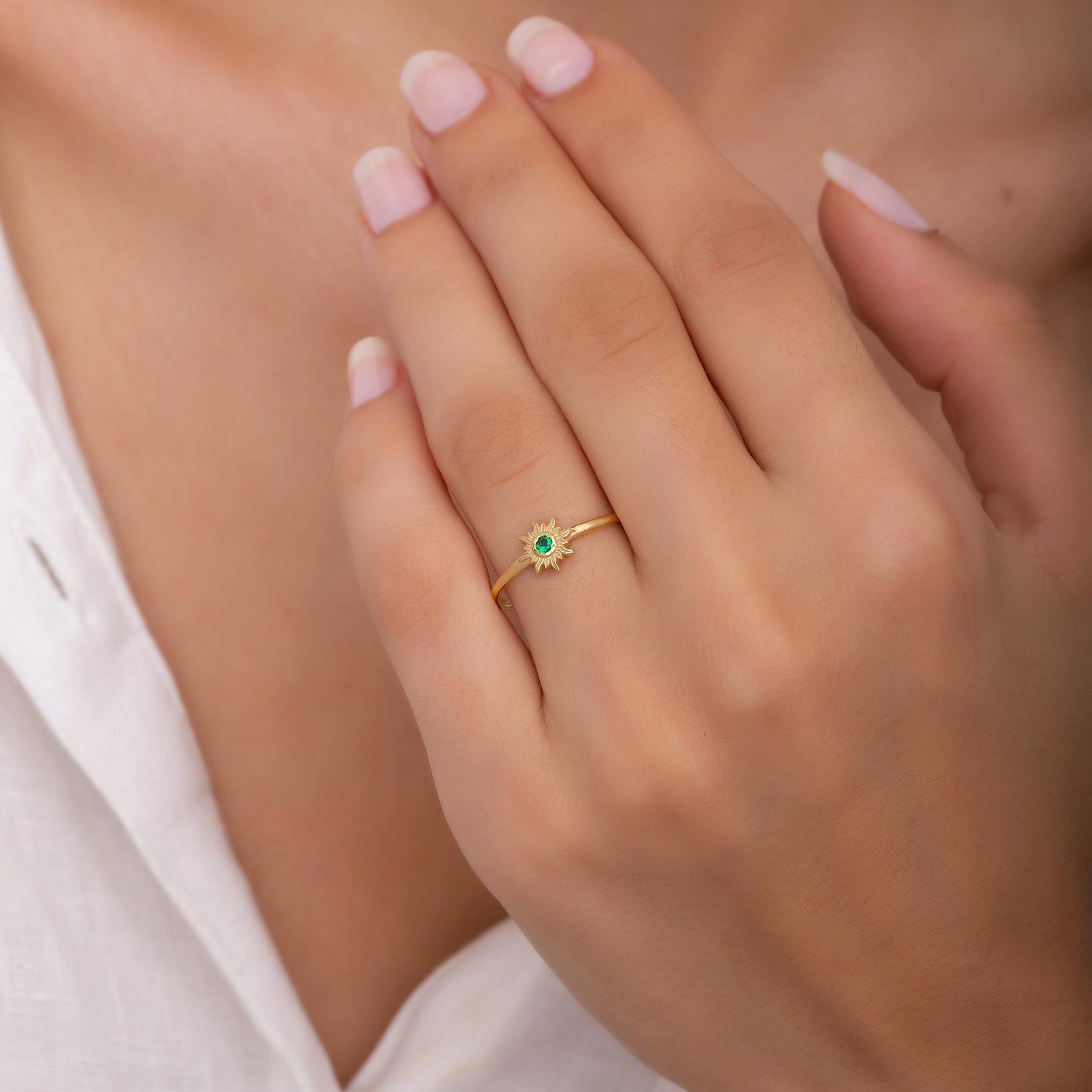 Solid Gold Minimal Sun Ring | Minimalist Sun Ring | Celestial Sun ...