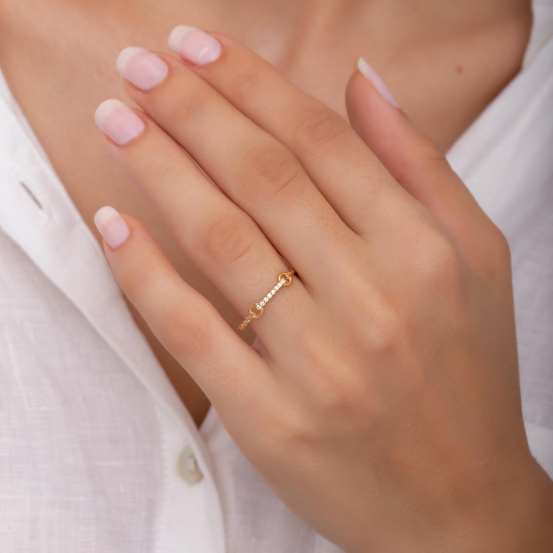 Twisted Rope Chain Stacking Ring | Solid Gold Wedding Band | Dainty ...