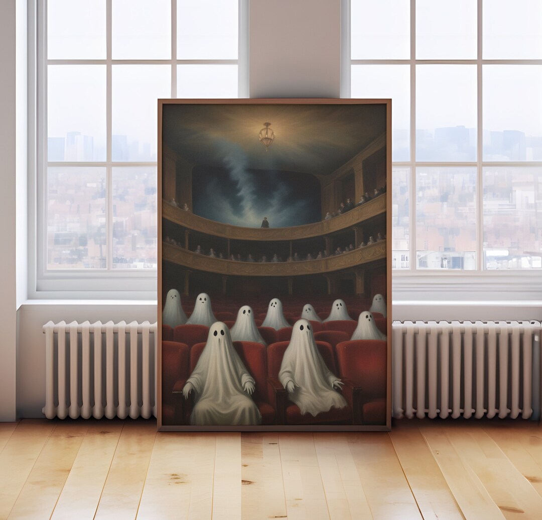 Ghosts in a Theatre Print, Halloween Decor, Gothic Wall Art, Spooky ...