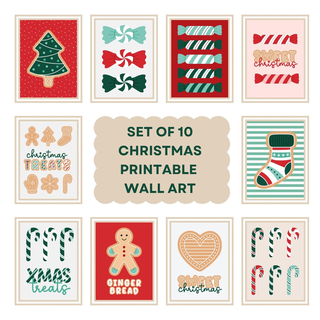 Set of 10 Christmas Gallery Wall Bundle, Christmas Digital Download ...