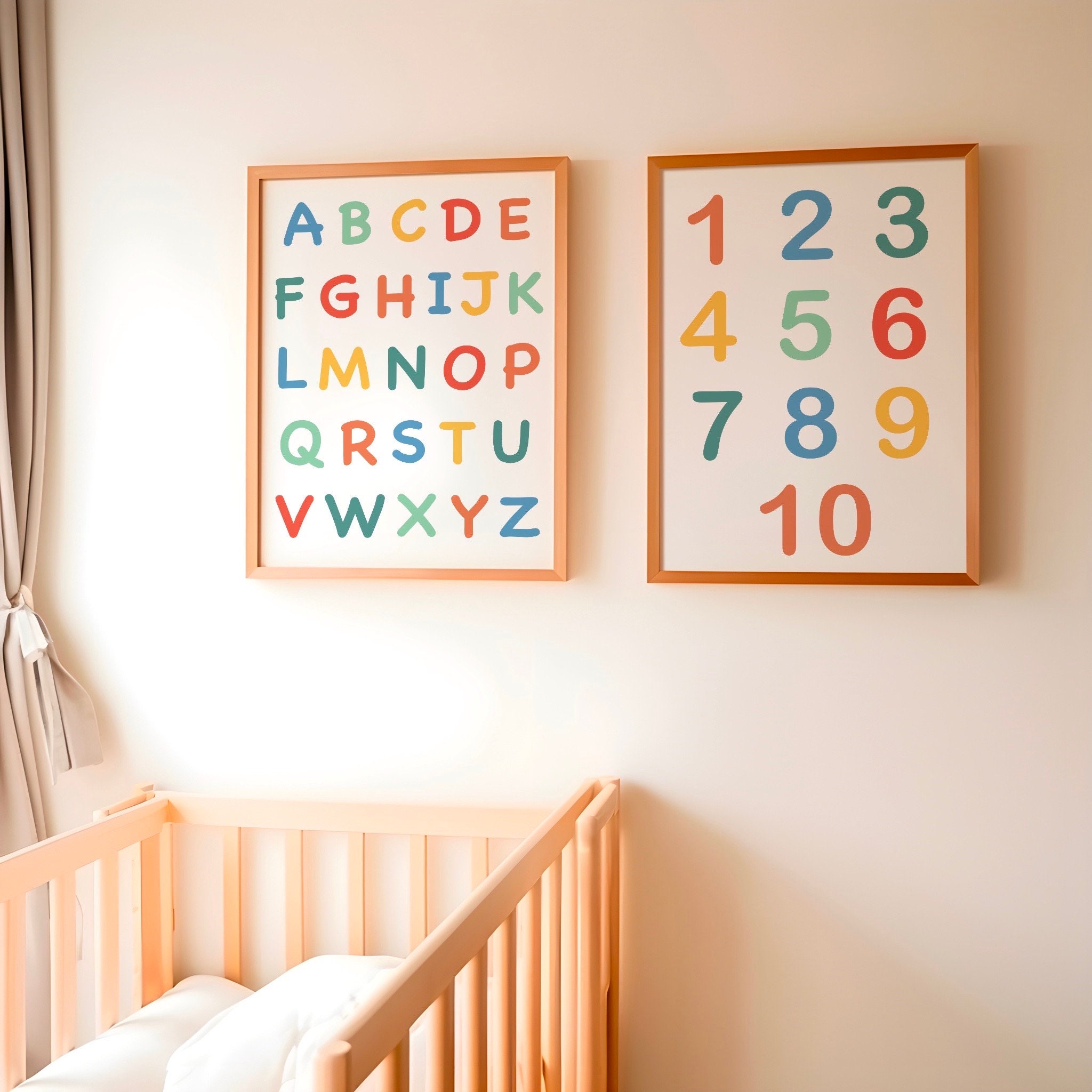 Set of 2, Alphabet & Numbers Poster, Kids Alphabet Poster, Educational ...