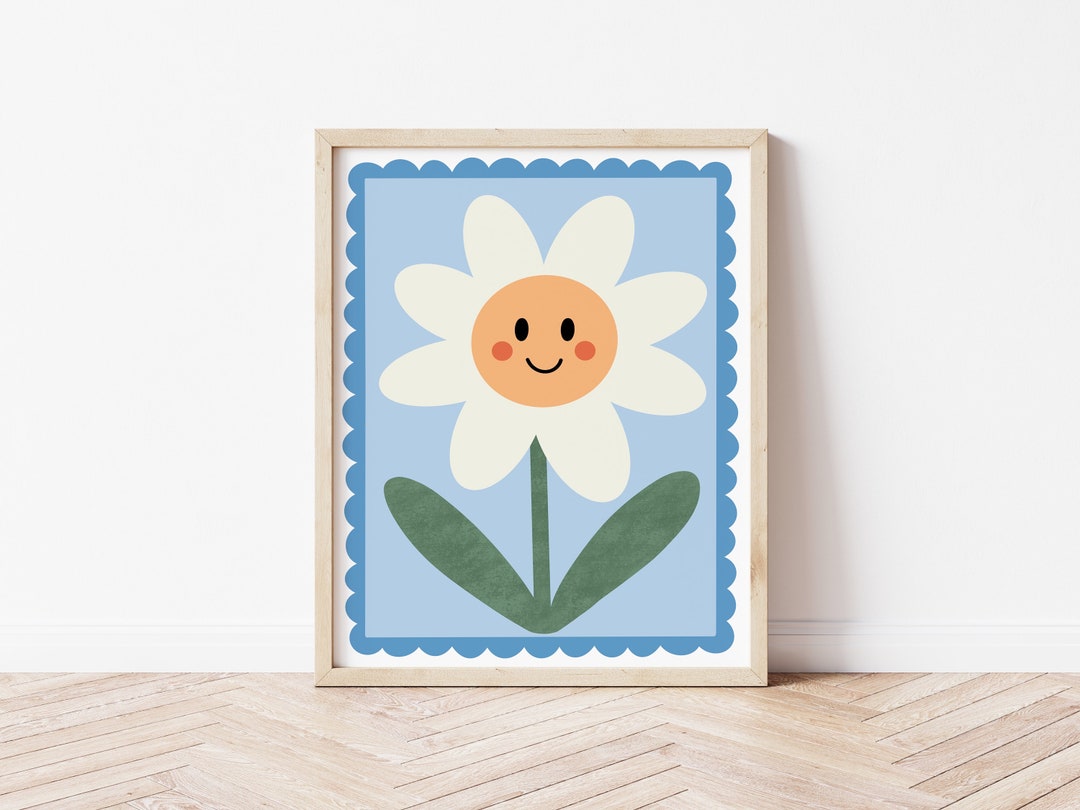 Daisy Flower Poster, Nursery Print Art, Nursery Whimsical Decor, Kids ...