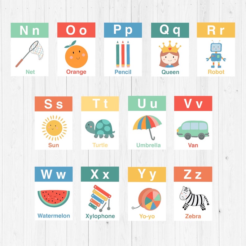 Alphabet 26 Posters A-Z, Class Posters, Education Flash Cards ...