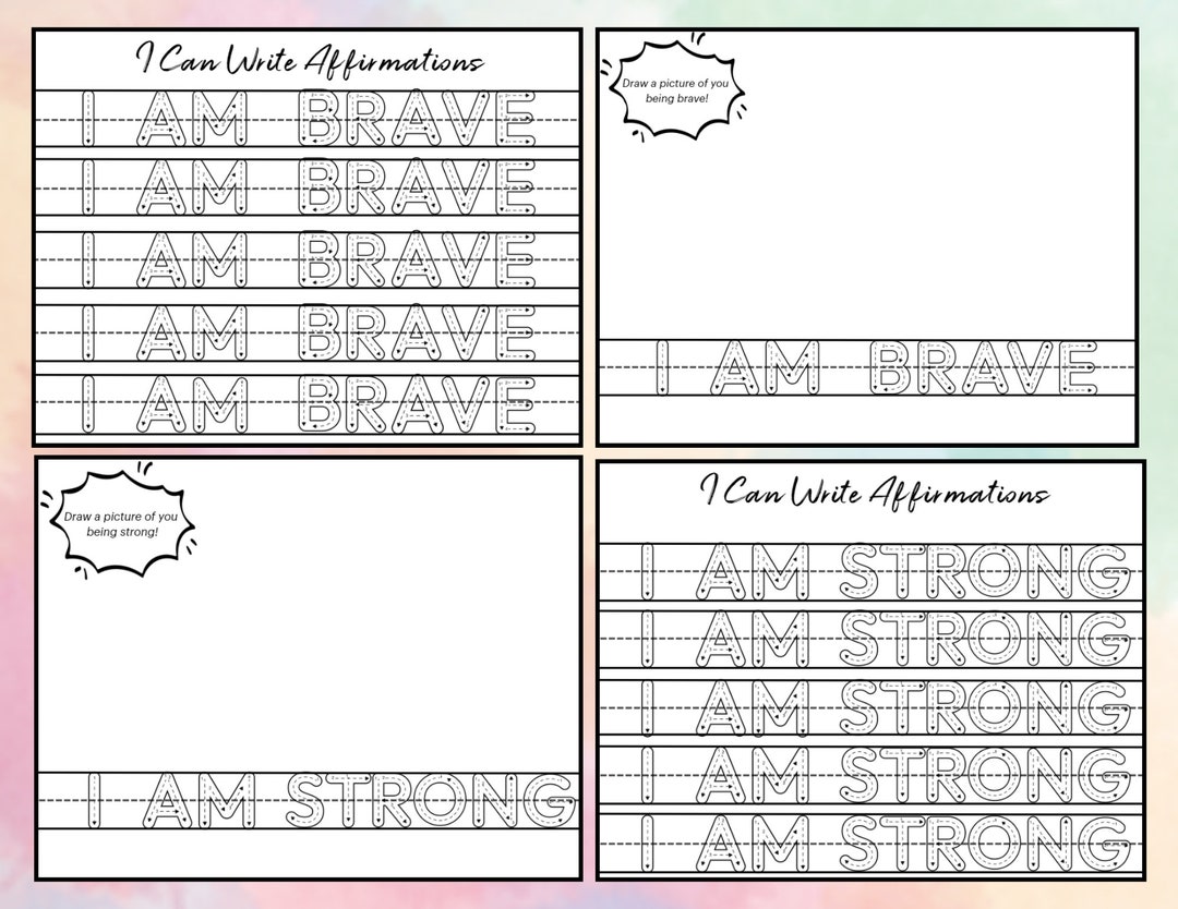 Learn to Write Affirmations, Kids Educational Writing Worksheets ...