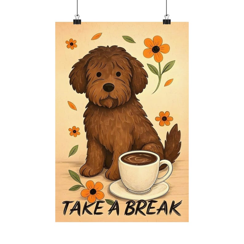 Schnoodle Coffee Poster, Retro Coffee Poster, Dog Wall Art for Coffee ...