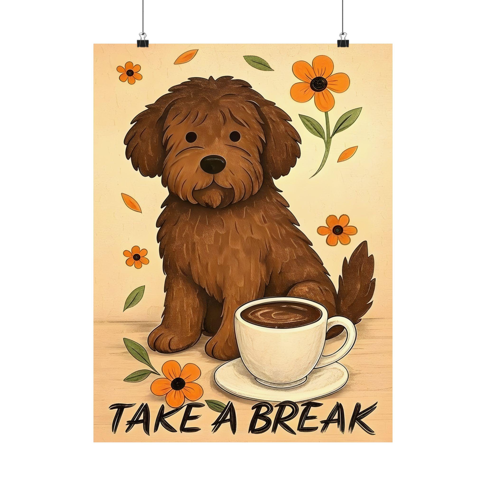 Schnoodle Coffee Poster, Retro Coffee Poster, Dog Wall Art for Coffee ...