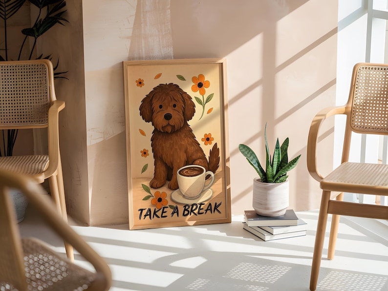 Schnoodle Coffee Poster, Retro Coffee Poster, Dog Wall Art for Coffee ...
