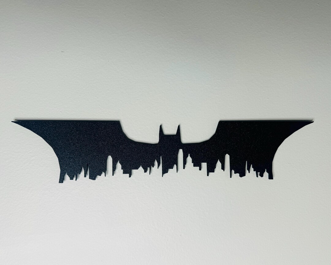 Batman Logo Gotham City Skyline Wall Art Black Dark Knight DC Comics ...