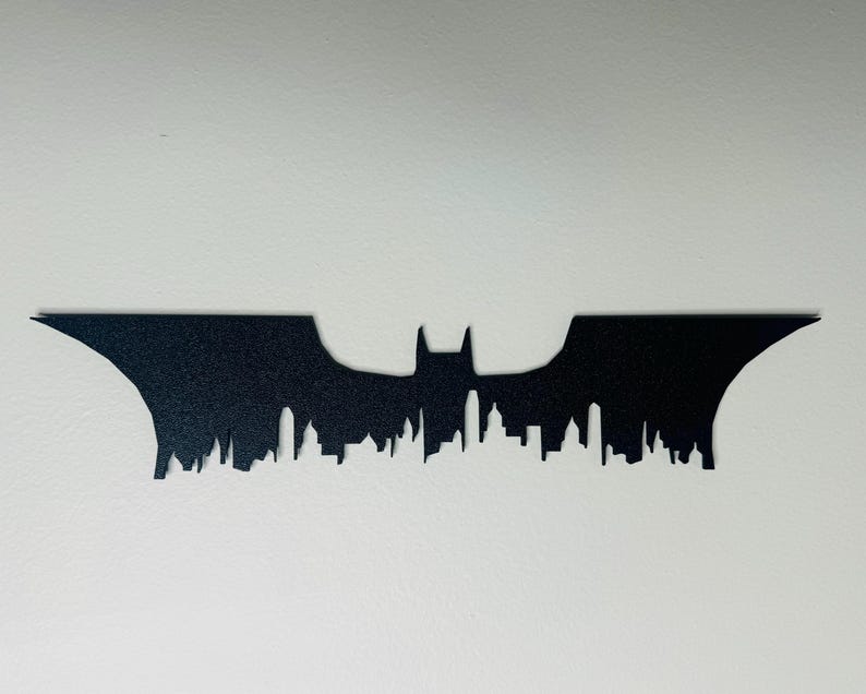 Batman Logo Gotham City Skyline Wall Art Black Dark Knight DC Comics ...