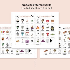 Halloween Bingo Game Halloween Activity for Kids. 20 Halloween Bingo ...