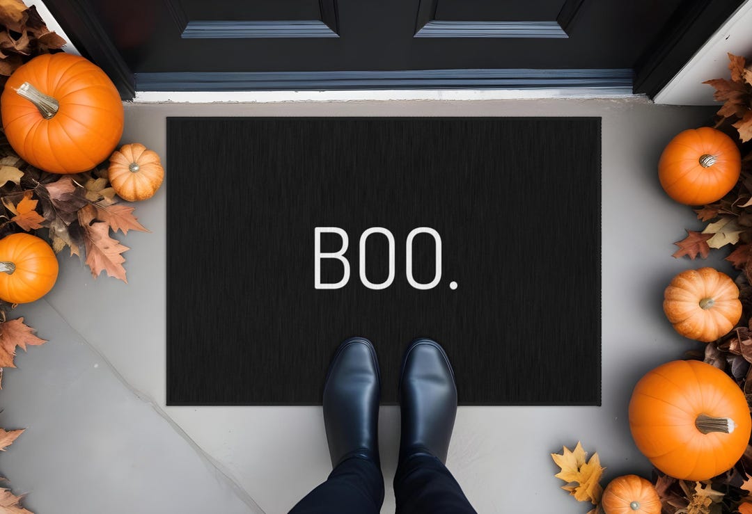 Halloween Doormat Boo Rug Black Boo Doormat for Halloween Ghost Doormat ...