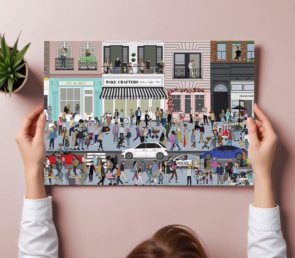 Search and Find Poster Unique Gifts for Friends Drawing Illustration ...