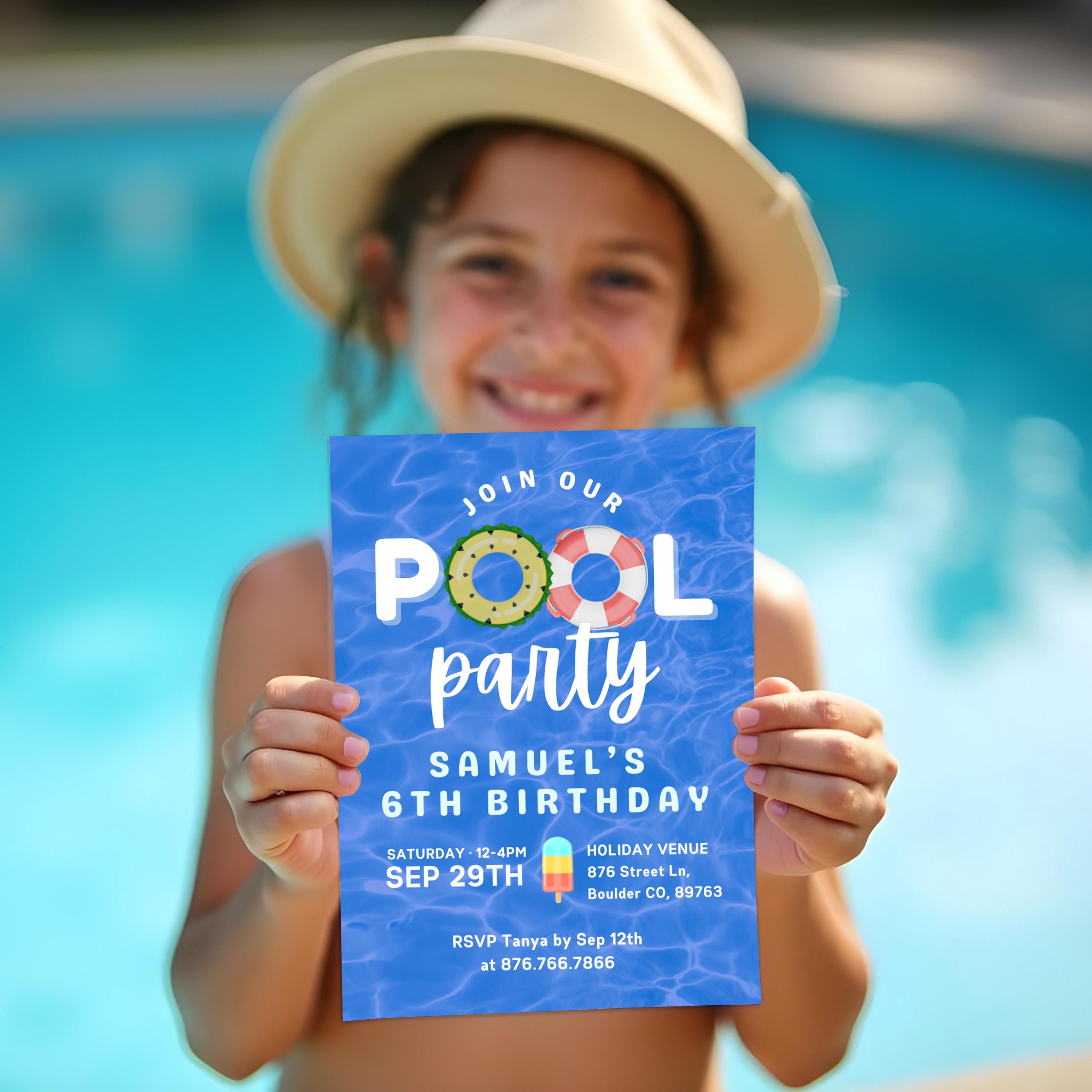 Pool Party Invitation Editable Printable Pool Party Digital Invitation ...