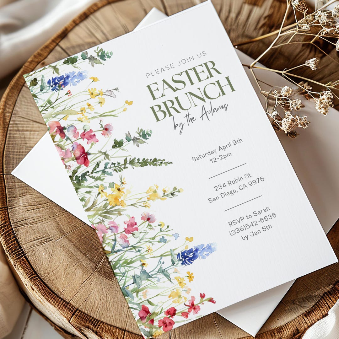 Floral Easter Brunch Invitation Easter Brunch Invite Printable or ...