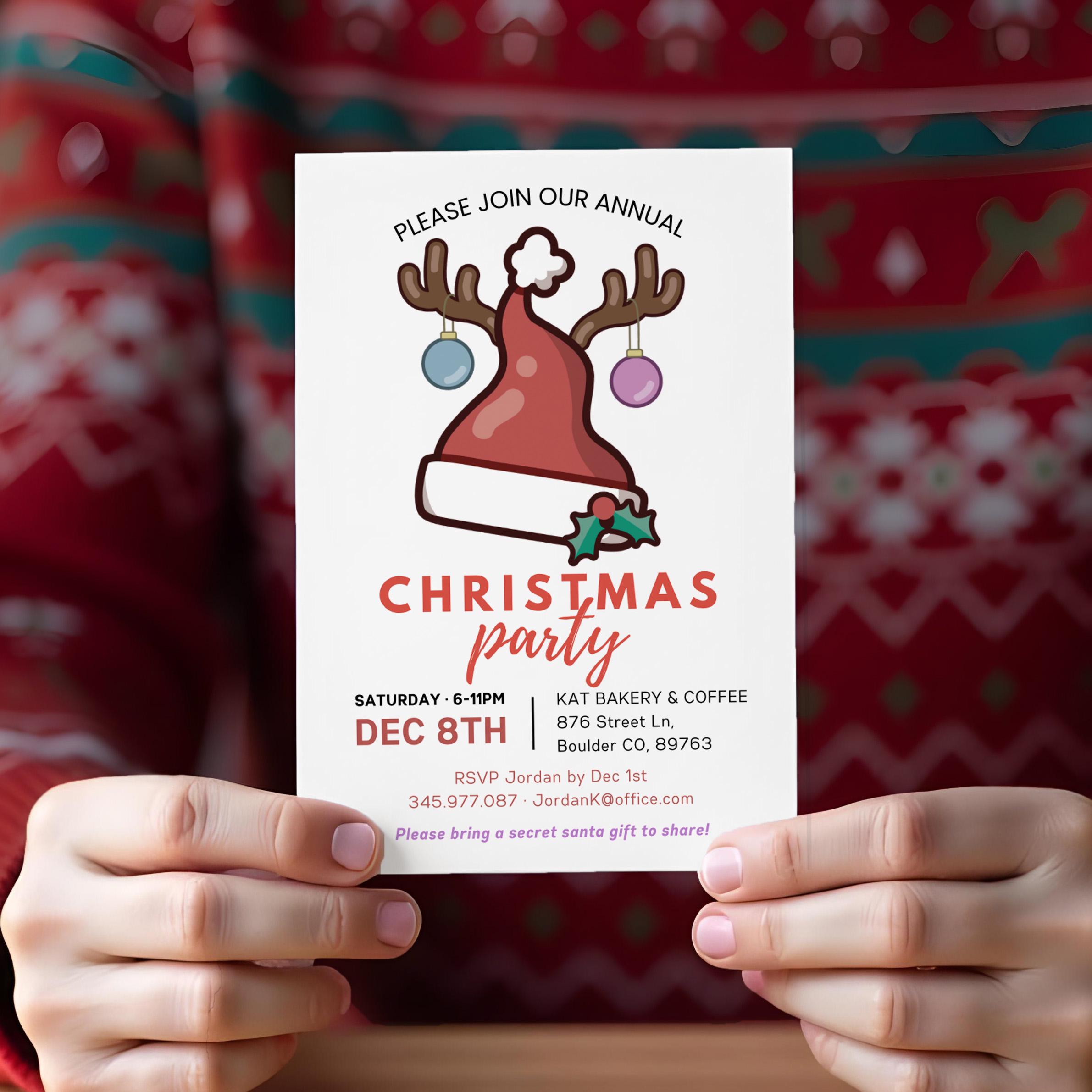 Editable Christmas Party Invitation Holiday Dinner Party Invite Digital ...