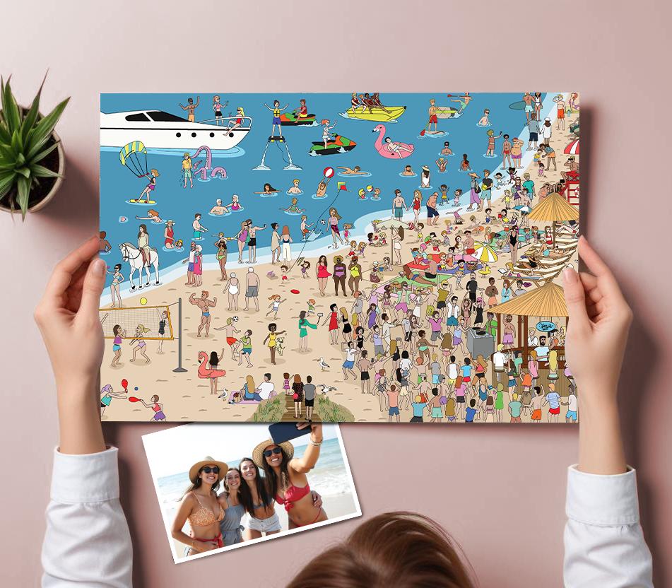 Search and Find Poster Unique Gifts for Friends Drawing Illustration ...