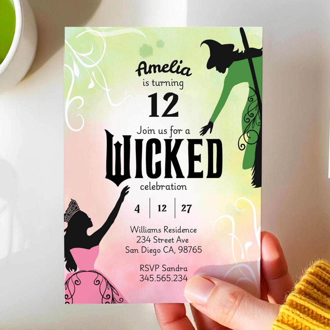 Wicked Birthday Invitation Template Editable Wicked Party Invitation ...