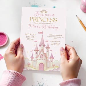 4th Princess Birthday Invitation Editable Four Ever a Princess Pink ...