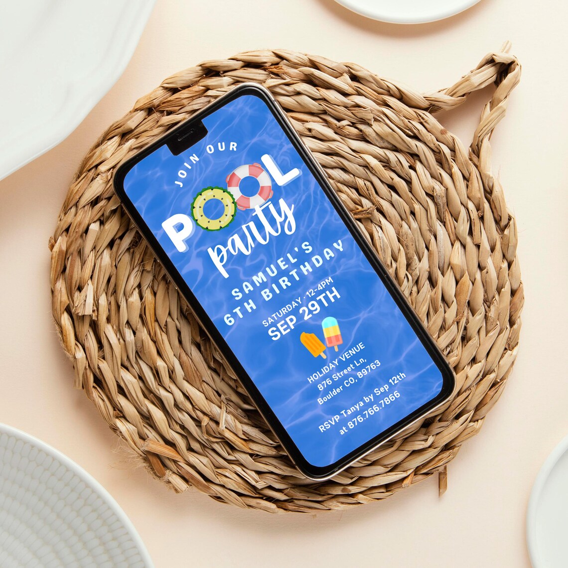 Pool Party Invitation Editable Printable Pool Party Digital Invitation ...