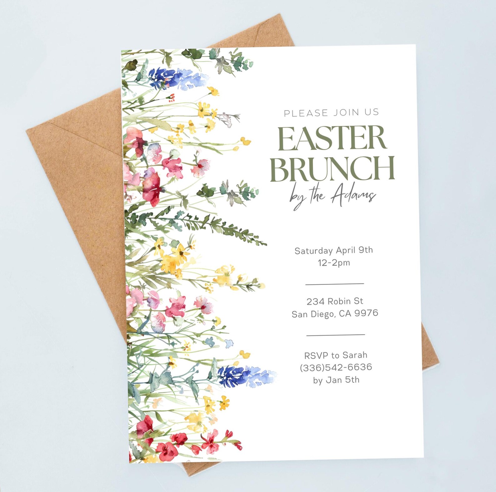 Floral Easter Brunch Invitation Easter Brunch Invite Printable or ...