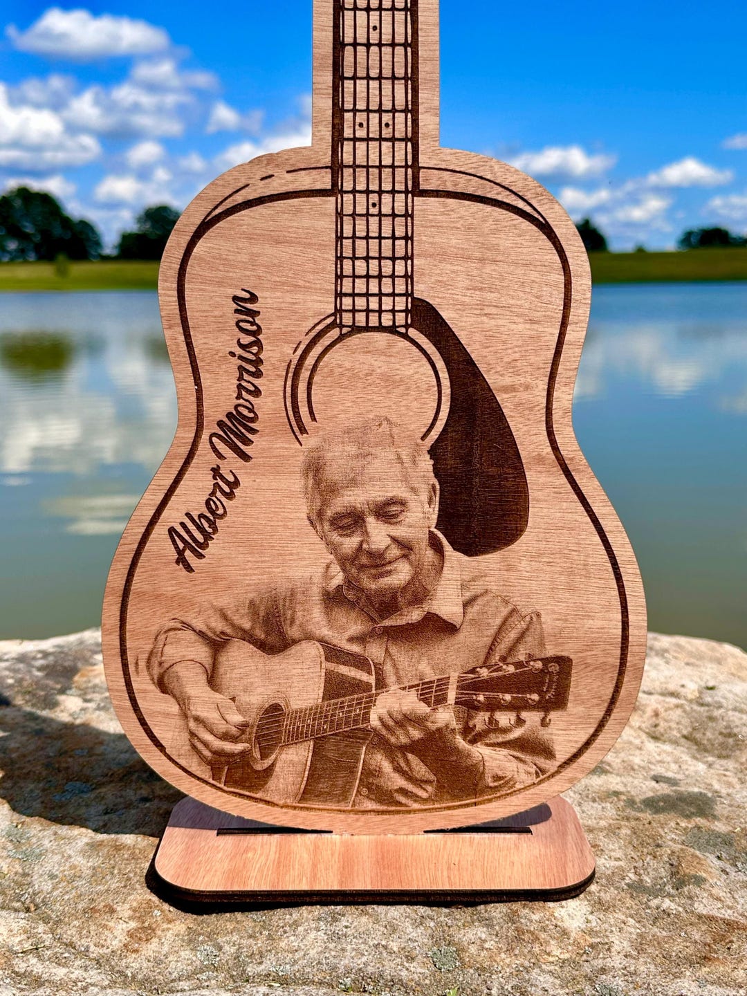 Engraved Acoustic Guitar Photo on Wood: Custom Musician Gift - Etsy