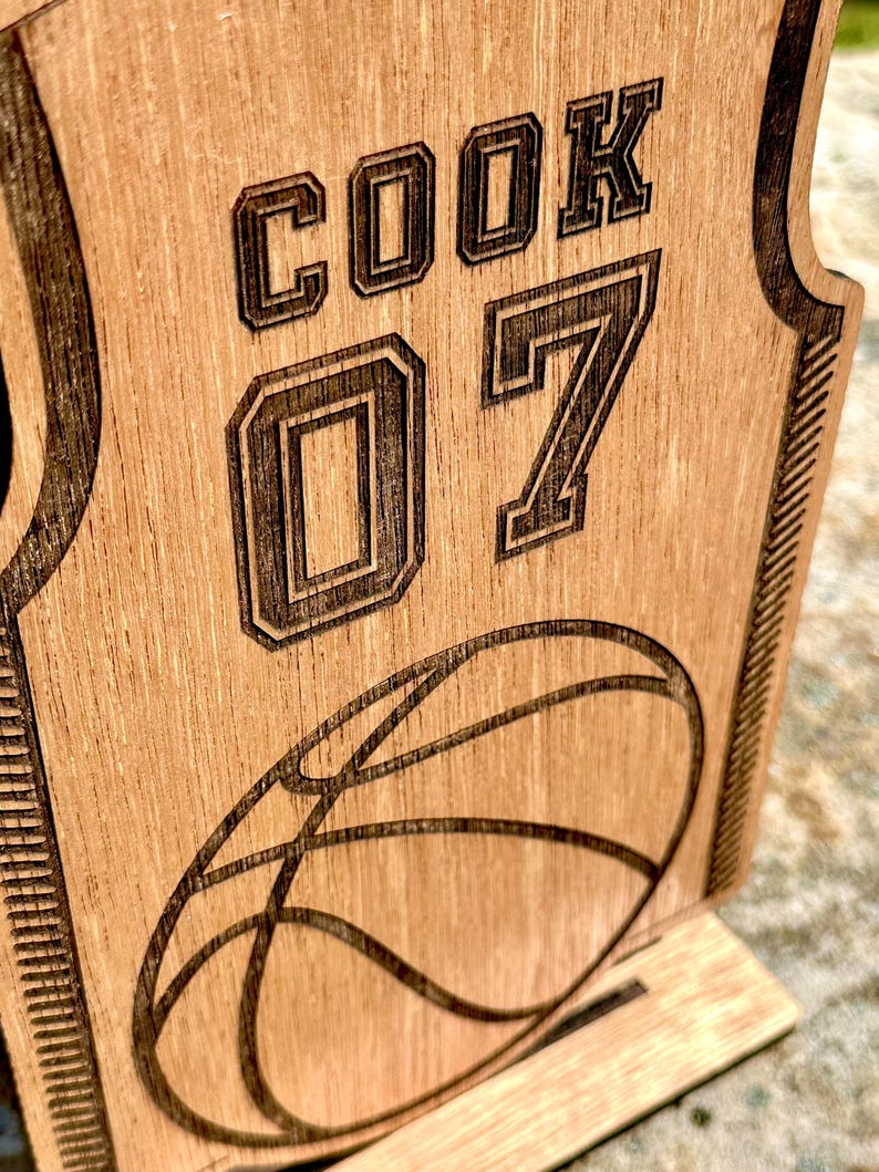 Custom Wooden Basketball Jersey Sign FREE STAND, Personalized Laser Cut ...