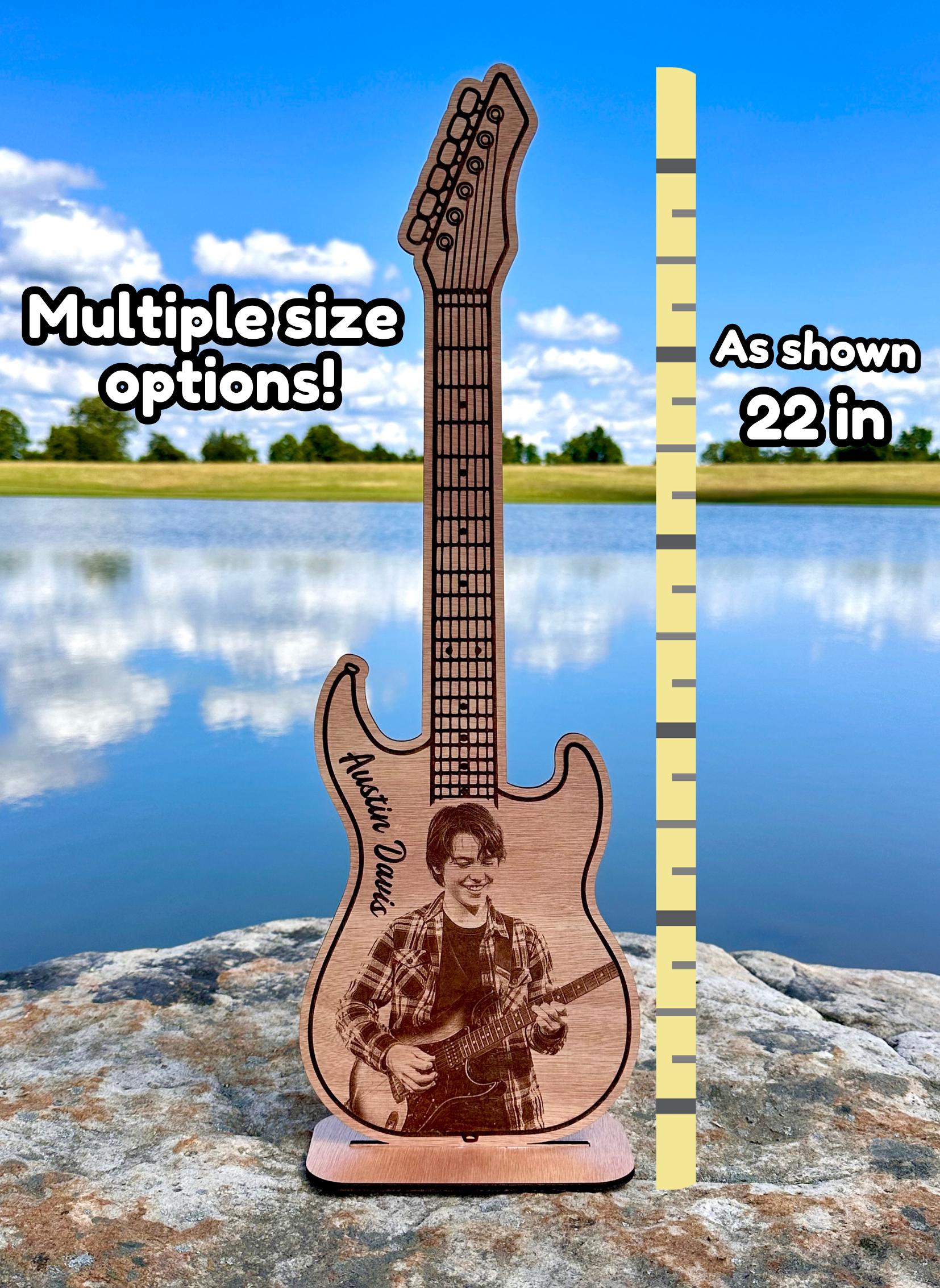 Engraved Electric Guitar Photo on Wood: Custom Musician Memorial Gift ...