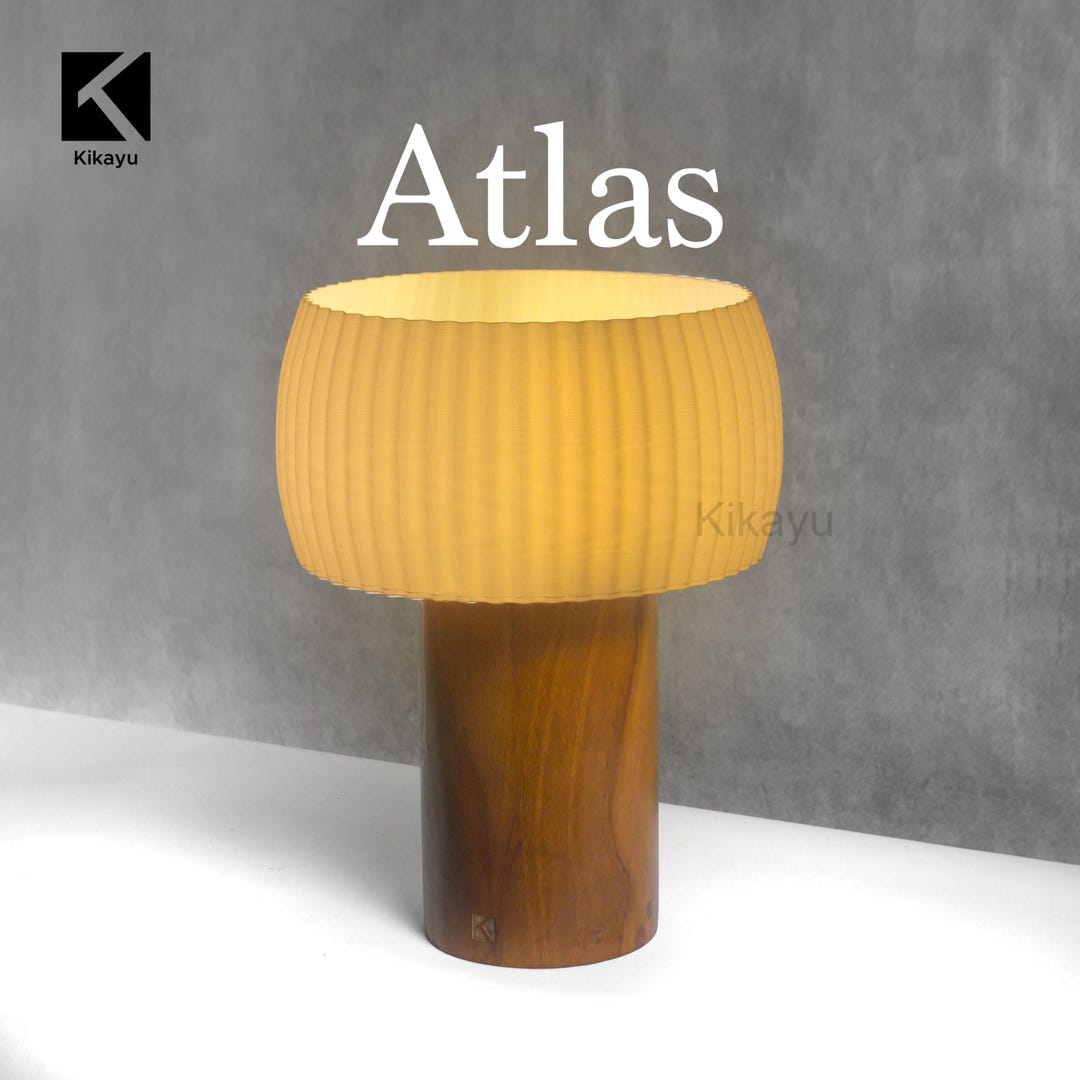 ATLAS Table Lamp – Pleated Shade & Wooden Base | Warm Ambient Light ...