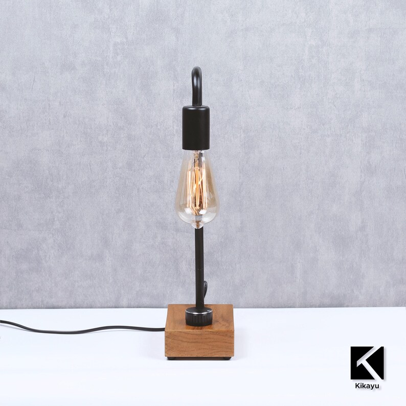 Vintago Wood Table Lamp - Kikayu Edison Bulb Dimmable Desk Light for ...