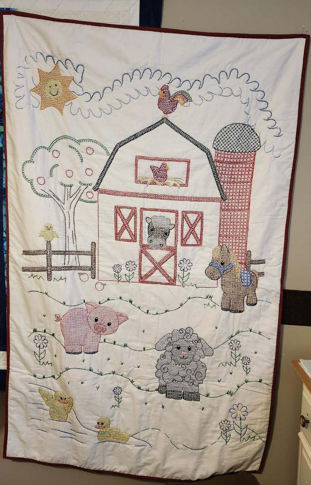 Barnyard Fun Cross-stitch Baby Blanket - Etsy