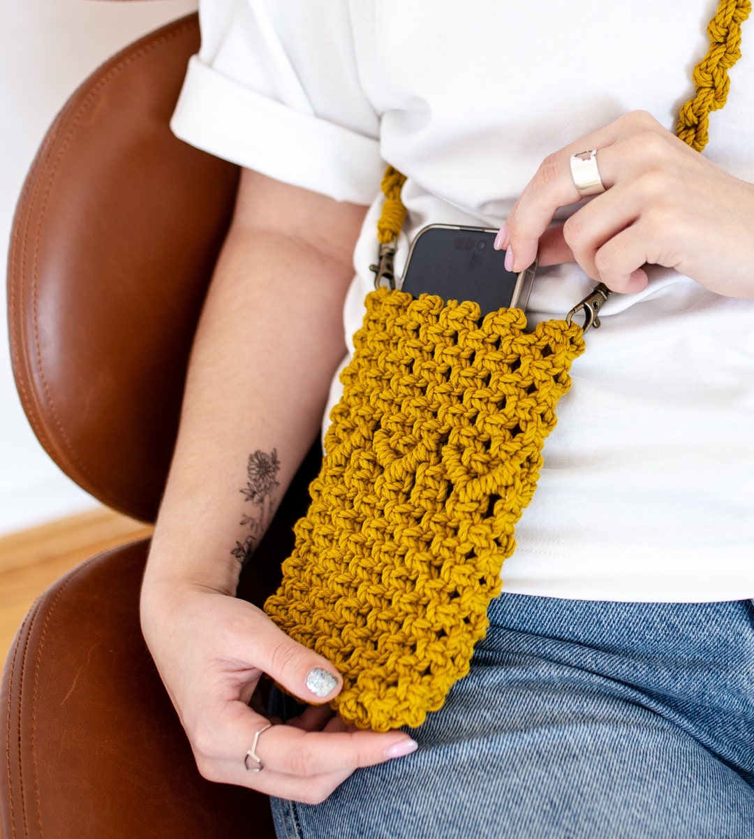 Woven Macrame Cotton Phone Bags Handmade Crossbody Mobile Pouch - Etsy