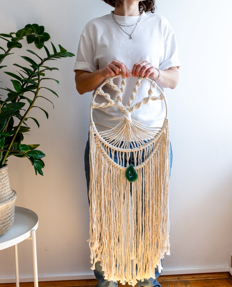 Wall Decoration Tree of Life With Green Agate Stone Wall Hanging Boho Macrame Decor - Etsy